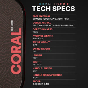 Six Zero Coral 16mm HYBRID | Coral Pink | Plus Free Cover & Grip Adjus ...